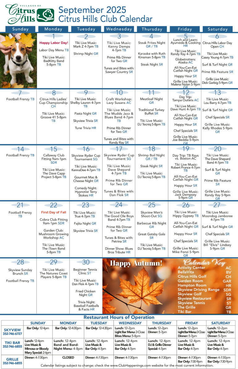 Our September Events Calendar, Save the Date and Local Events | Citrus ...